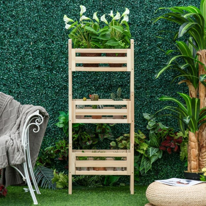 3-Way Wooden Flower Display Plant Pot Unit Stand