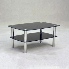 Tanner Teak Glass Coffee Table - Black