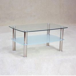 Tanner Teak Glass Coffee Table - Clear Glass