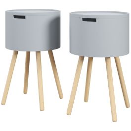 Scott Modern Side Table with Concealed Storage - Grey