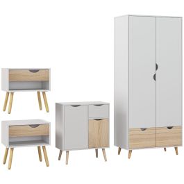 Scott Bedroom Furniture Set Wardrobe with Hanging Rail and Table - Wood ...