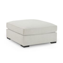 Lewis Sturdy Footstool with Black Feet - Stone