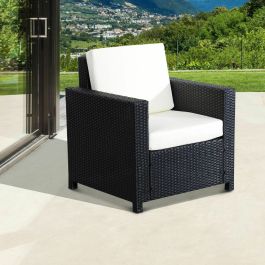 Rattan Wicker Single Cube Garden Chair - Black