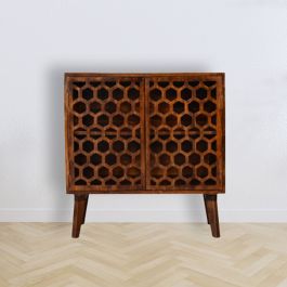 Nordic Style Legs Comb Design Cabinet - Chestnut