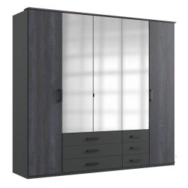 Wardrobe - BODDEN 5 Door Wardrobe Graphite 225cm