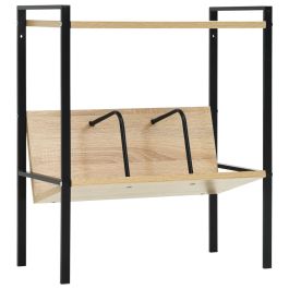 2-Layer Book Shelf Black and Oak 52x28x59 cm Chipboard