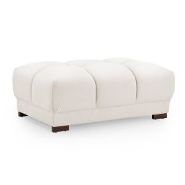 Footstool - SUSAN Plush Velvet Foostool Cream 125cm