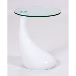 Lynmouth Round Glass Top Lamp Side Table - White