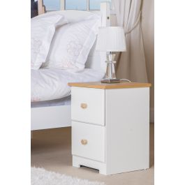 Bedside Table - COLORADO 2 Drawer Nightstand White Oak 35cm