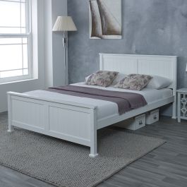 Small Double Bed - FADRID 4ft Wooden Bed White