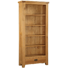 Eden Solid Oak Large Bookcase with Storage - Oak Finish