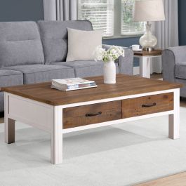 Splatter Reclaimed Wood Coffee Table With Four Drawers - White