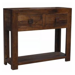 Delta Mango Wood Mini Console Table with 2 Drawers - Walnut
