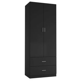 Wardrobe - OSTRICH 2 Door Wardrobe Black 60cm