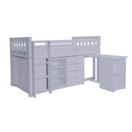 Organized Living Oroville Midi Sleeper Bunk Wooden Bed with Desk, Chest ...