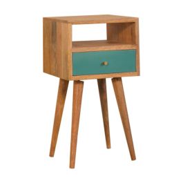 Bedside Table - PENRITH Nightstand Oak and Teal Painted 30cm
