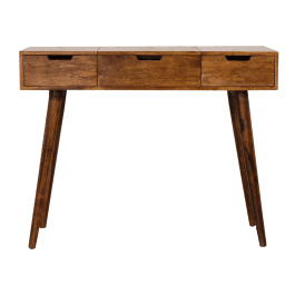 Dressing Table - RUSTICO 3 Drawer Dresser Chestnut Finish 100cm