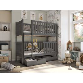 Edward 2 Drawers Storage Wooden Bunk Bed - Graphite
