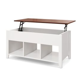 Coffee Table - Rising Center Table with Lift Top Hidden Compartment-White