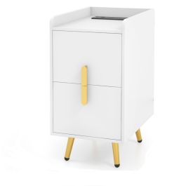 Bedside Table - EDINBURGH Nightstand White 40cm