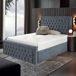 Harvard Plush Velvet Bed - Steel in 5 Sizes