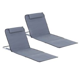 Set of 2 Foldable Garden Beach Chair Mat Lightweight Outdoor Sun ...