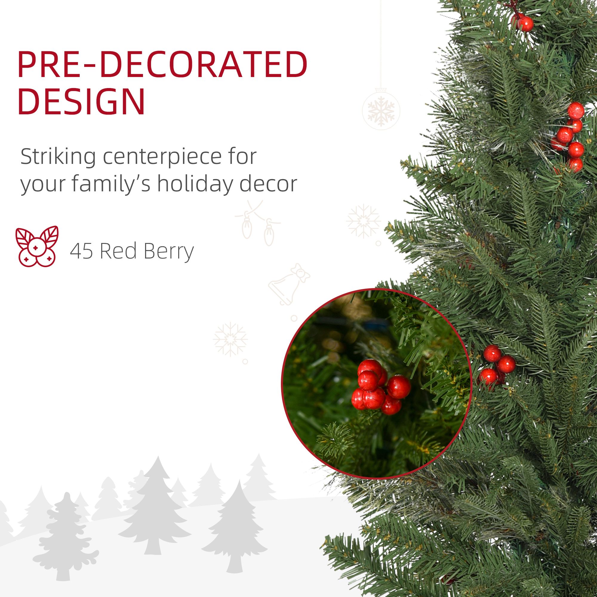 Debbie Pencil Artificial Christmas Tree with Realistic Branches, Red ...