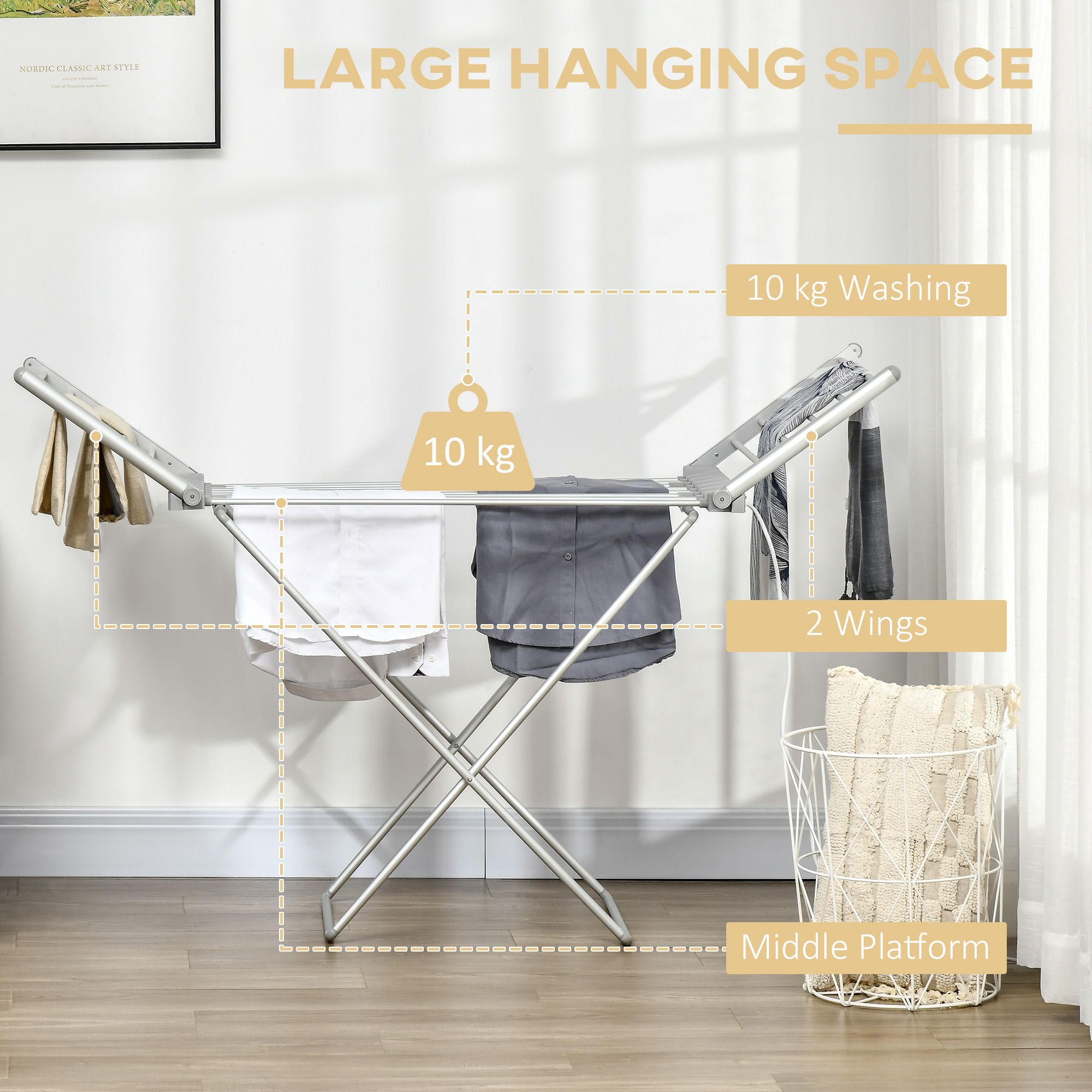 Electric Heated Clothes Dryer, Folding Energy-Efficient Indoor Airer ...