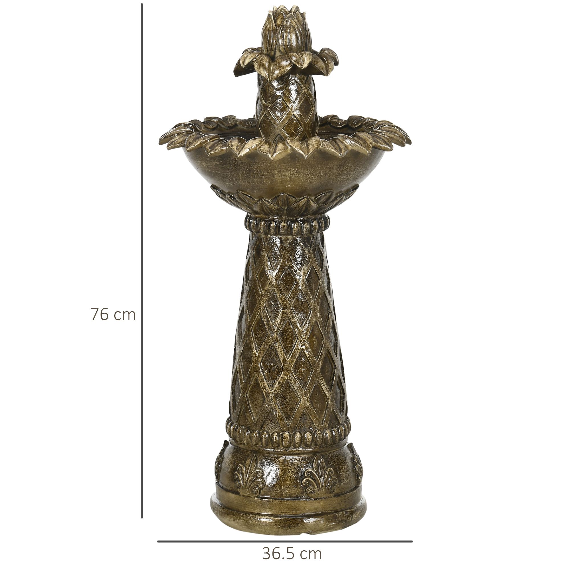 2-Tier Outdoor Waterfall Fountain, Freestanding Self-Contained ...