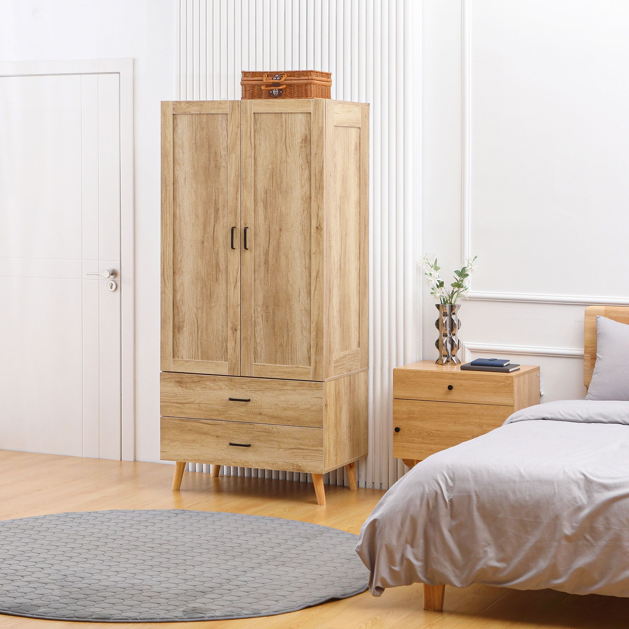 Wardrobe - SERENA 2 Door Wardrobe Natural 80cm