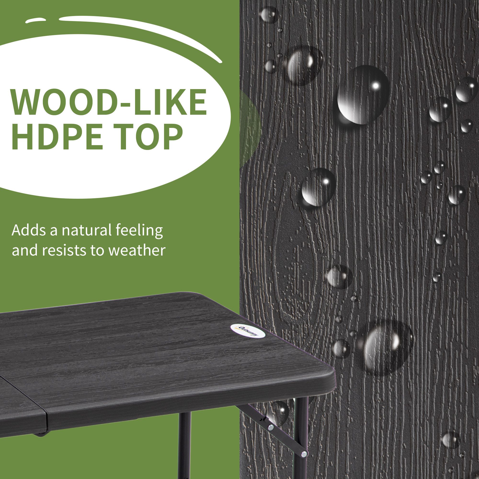 Foldable Patio Dining Table for 4, Height Adjustable Outdoor Table for ...