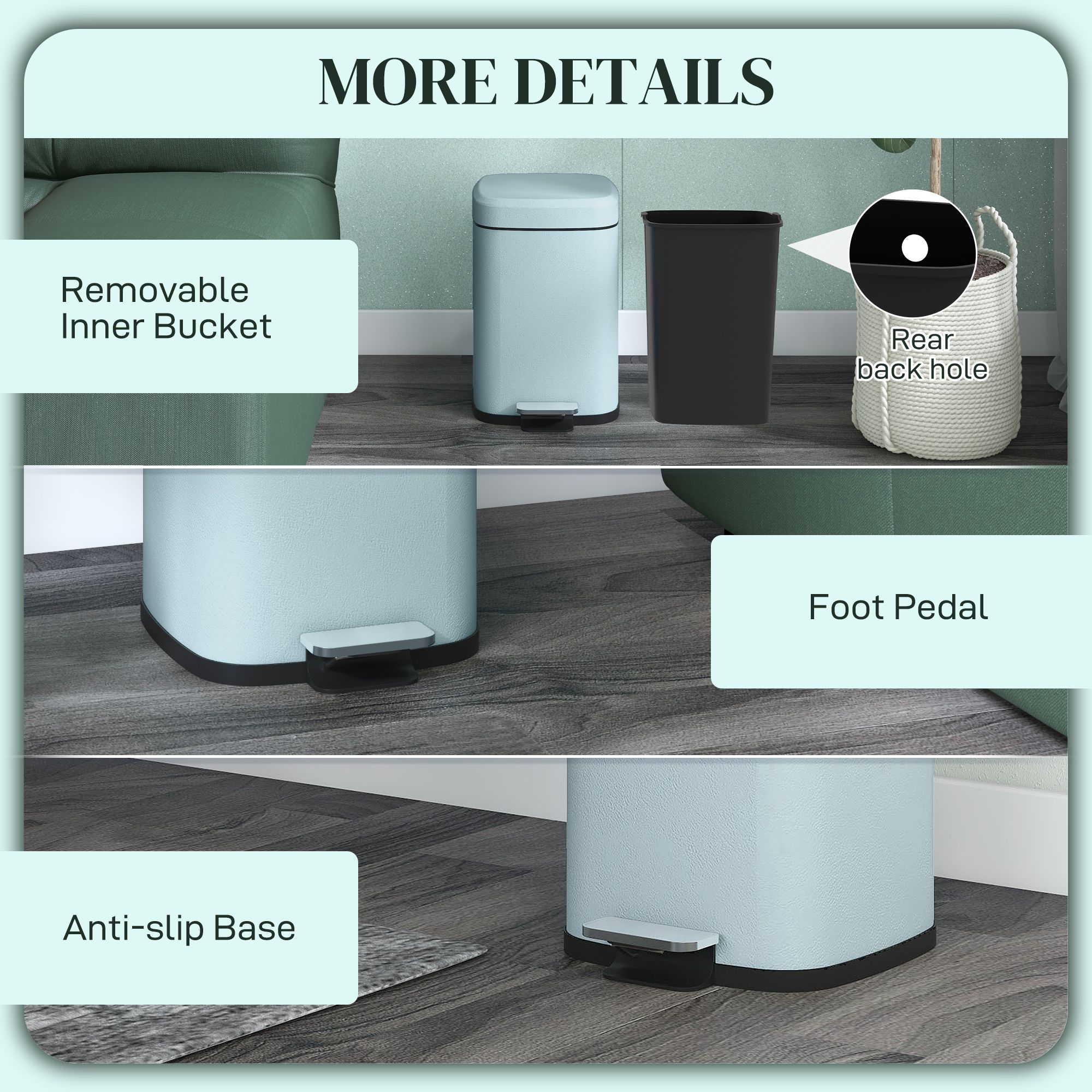 Scott 12 Litre Pedal Bin with Soft-Close Lid - Foot Pedal