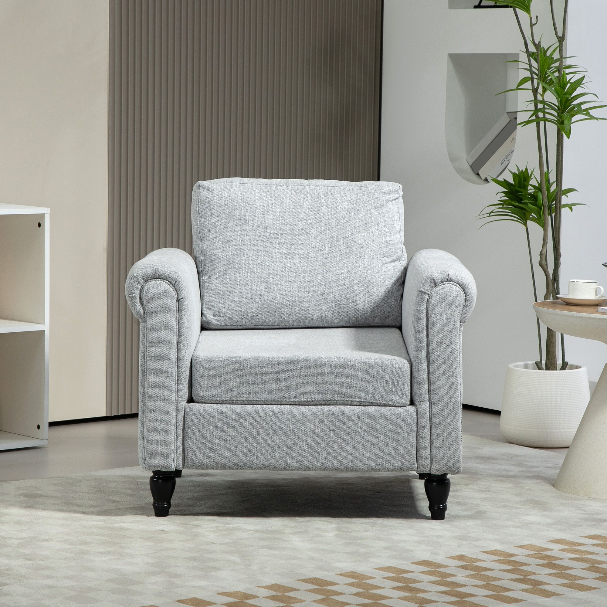 Scott Vintage Accent Chair with Back Pillow - Light Grey