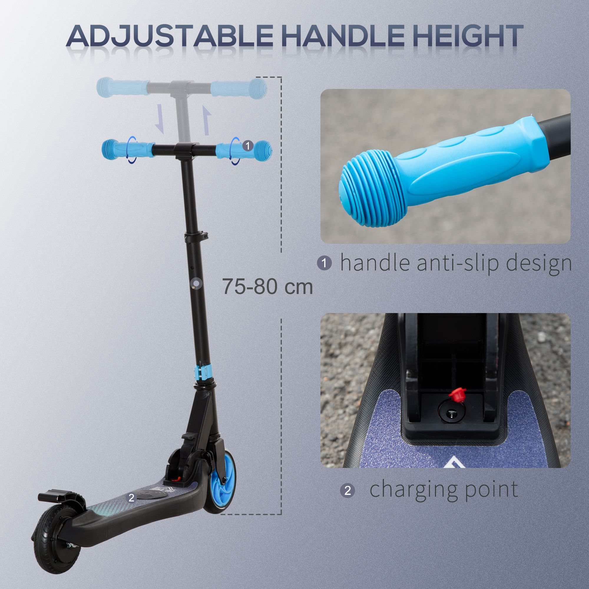 Scott Folding Electric Scooter Adult E Scooter with Rear Wheel Brake - Sky