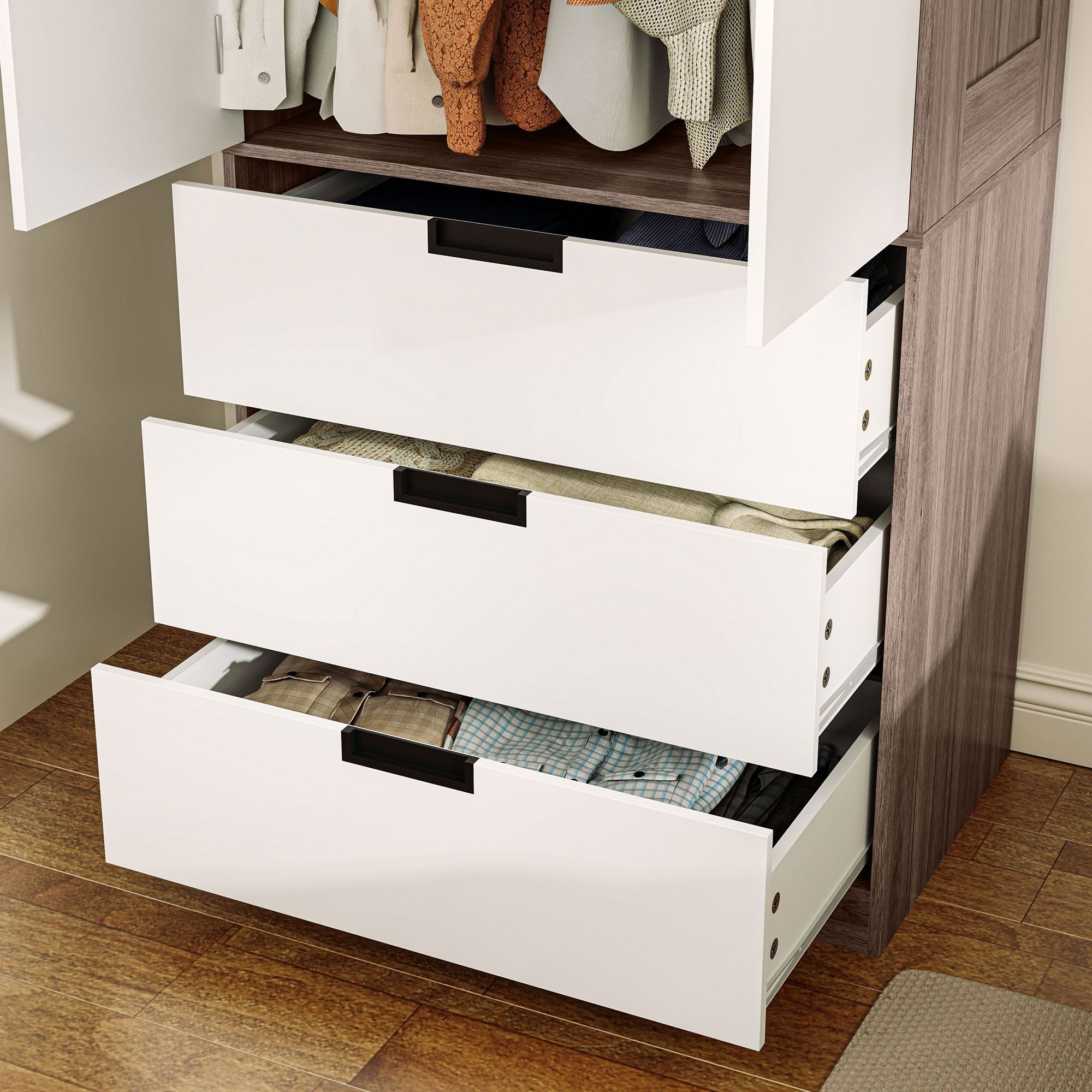 Wardrobe - HERON 2 Door Wardrobe Oak and White 80cm