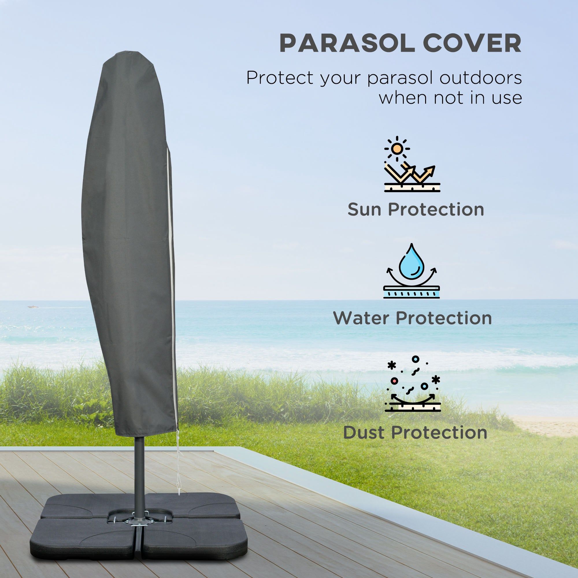 3M Garden Parasol Sun Shade Banana Umbrella Cantilever with Crank ...