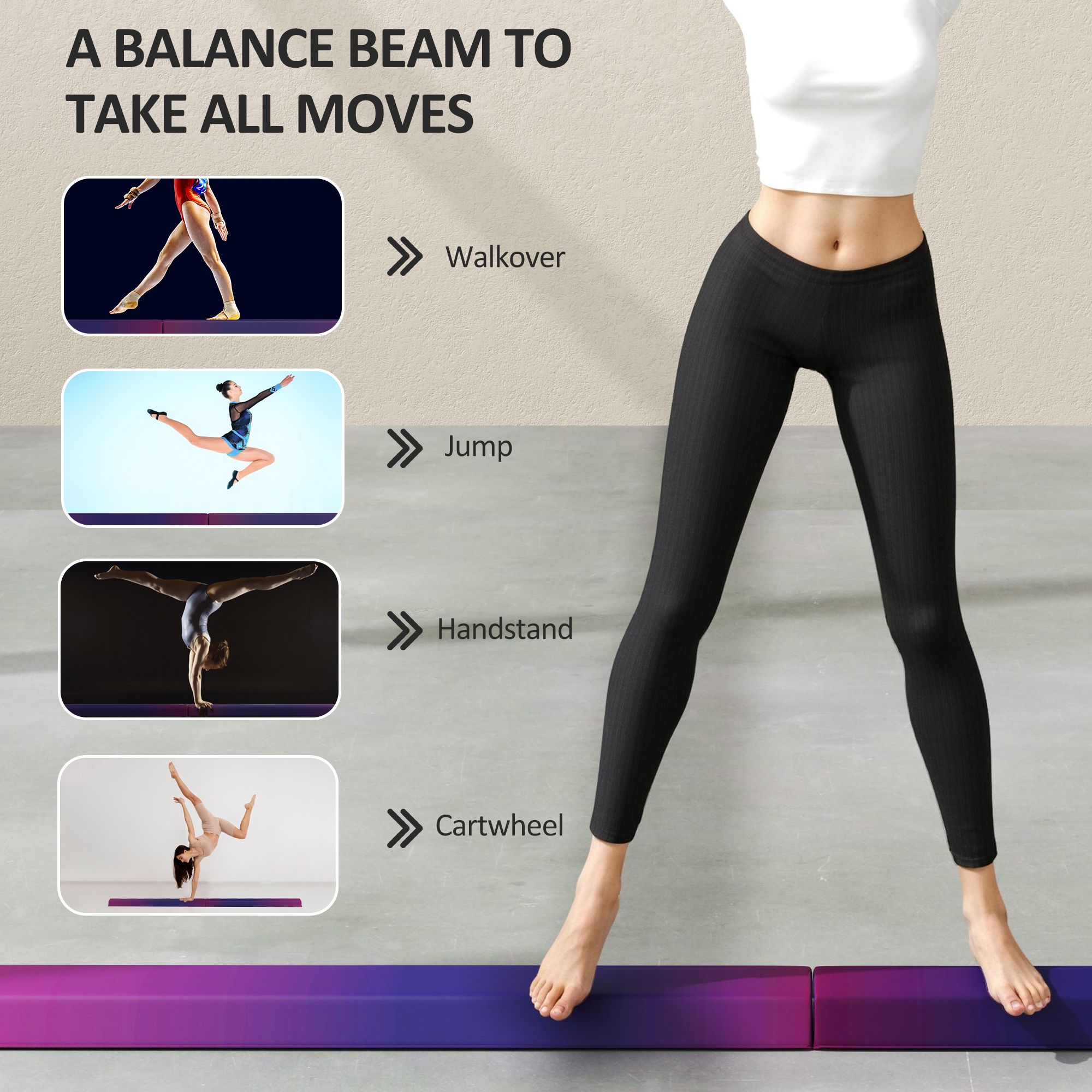 SPORTEDGE 7.7ft Folding Gymnastics Beam, Floor Balance Beam for Kids ...