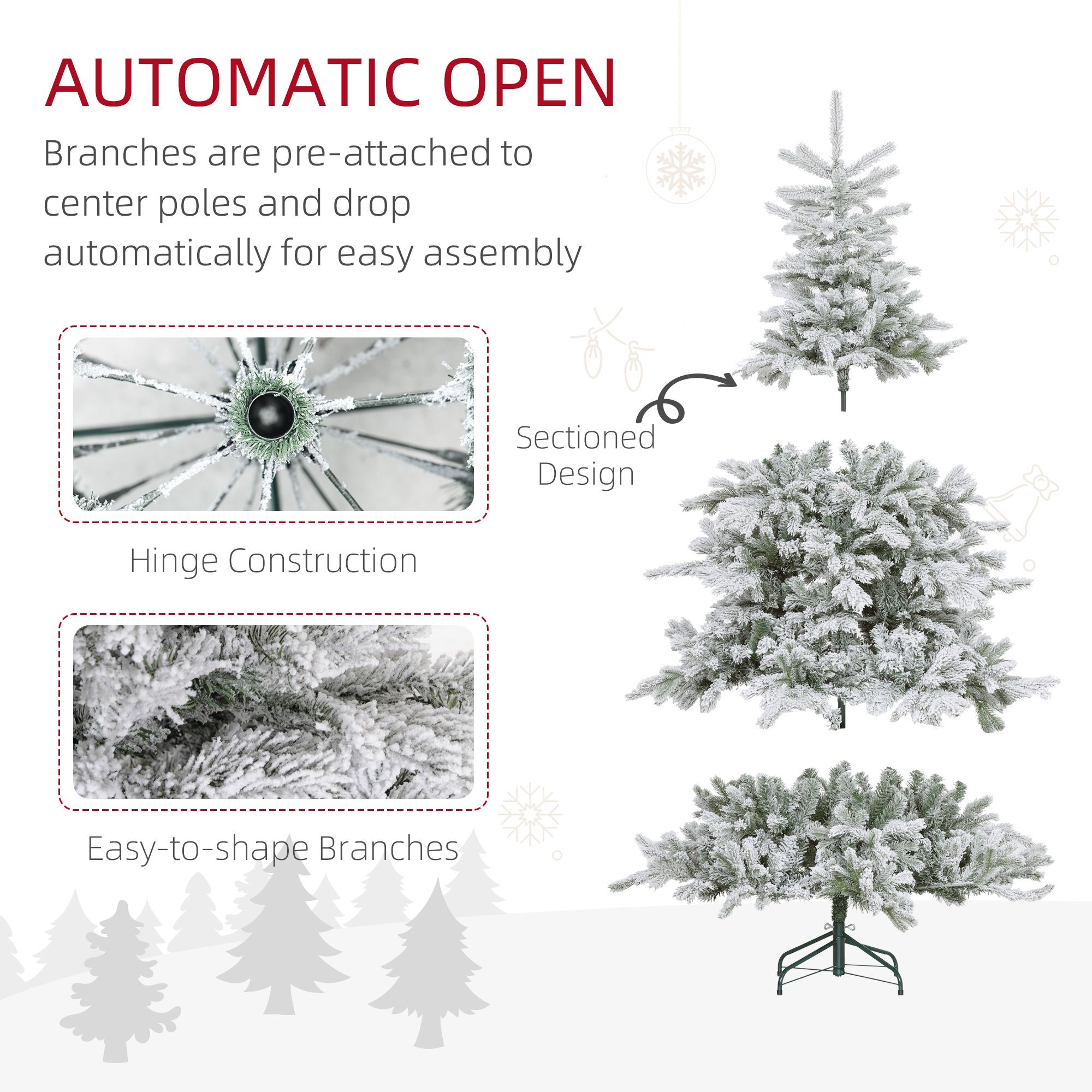 Scott 6ft Snow-Flocked Artificial Tree with LED Lights - Bushy