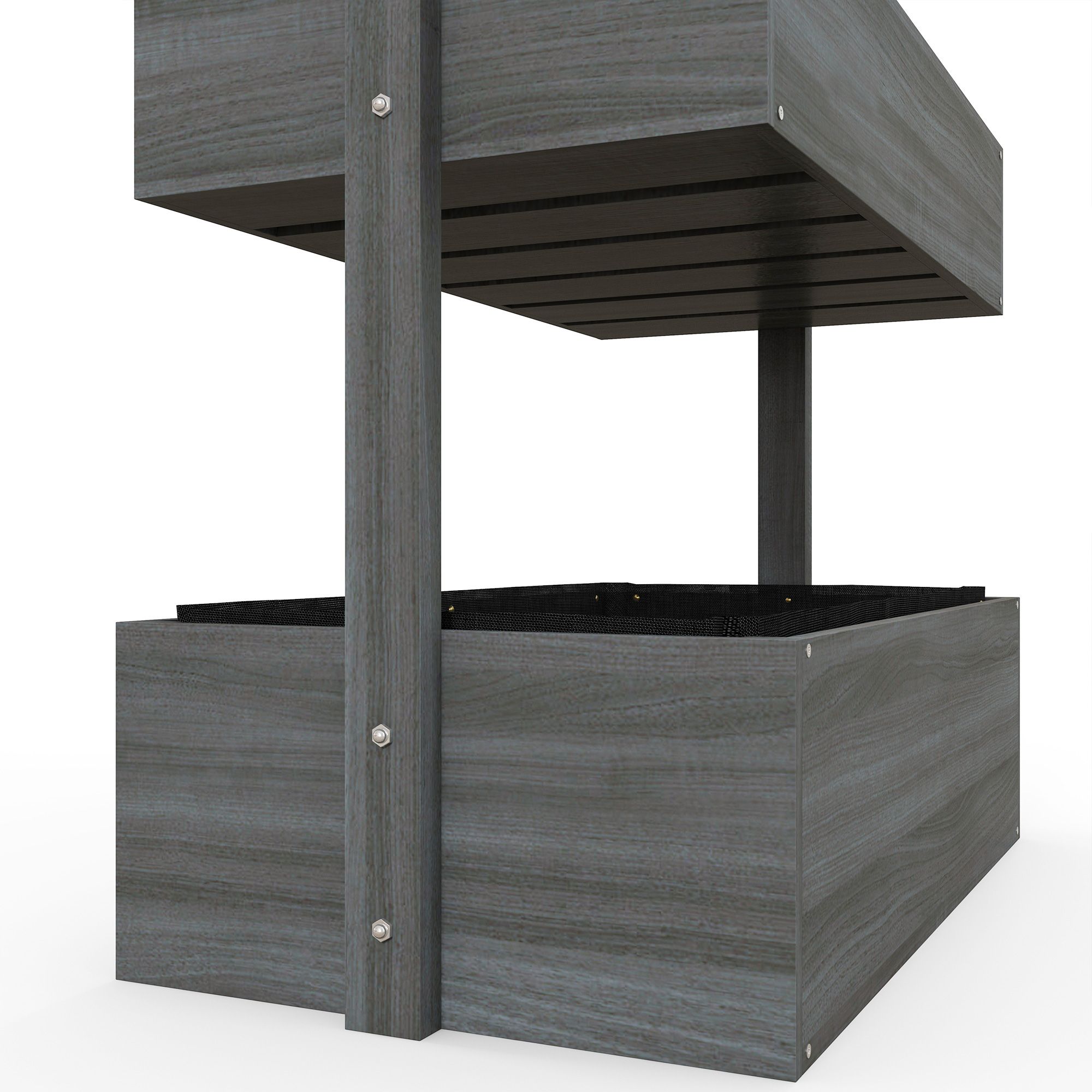 SUNVISTA Four-Tier Basket Wooden Plant Stand - Grey