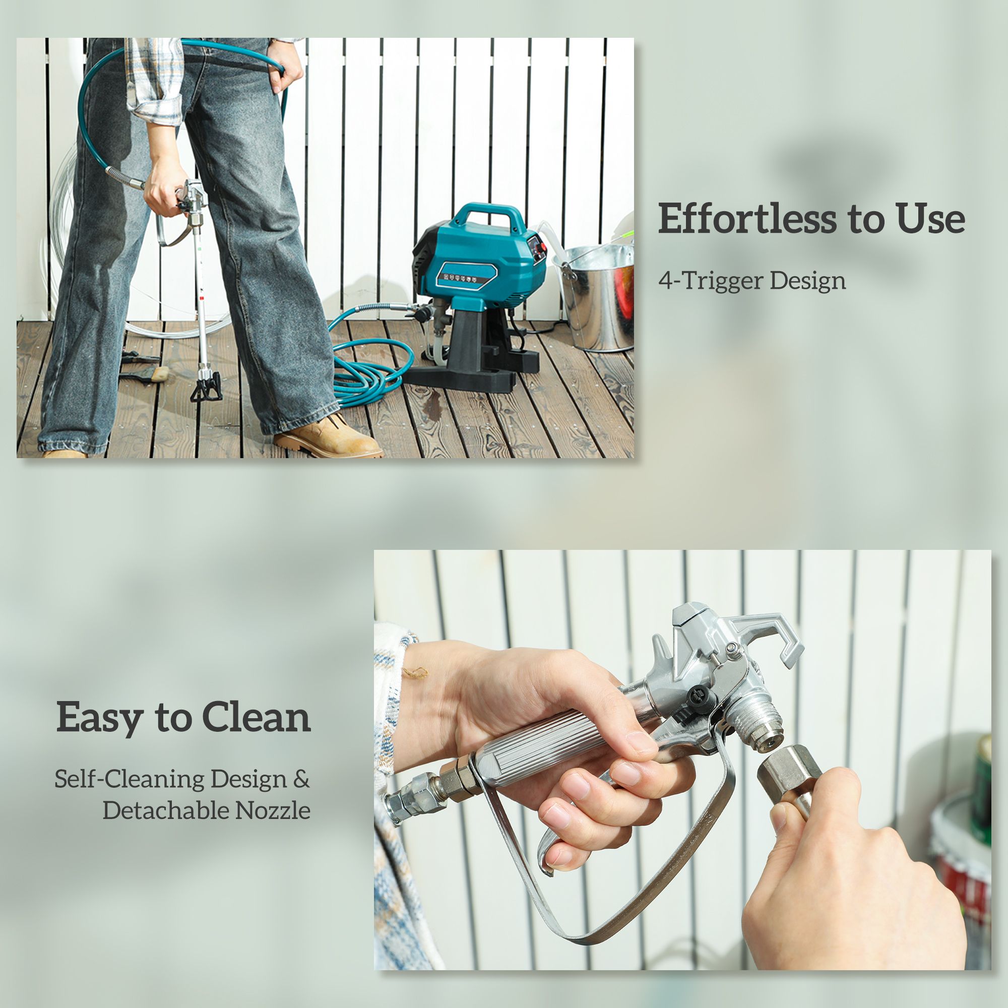 HERON Airless Paint Sprayer, 1.5L/min, 200 Bar, No Thinning Needed ...