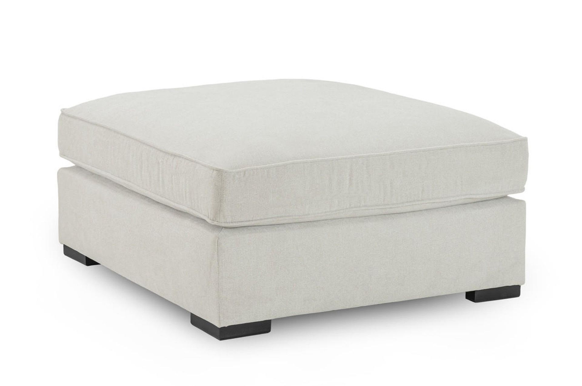 Lewis Sturdy Footstool with Black Feet - Stone