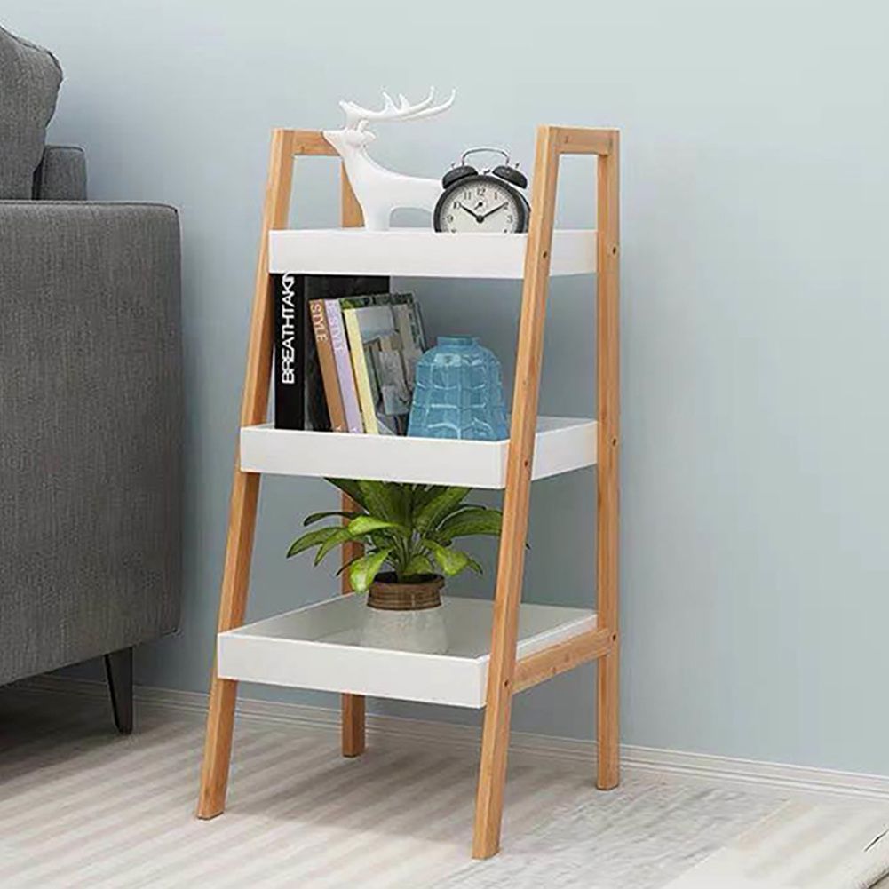 Nordic Freestanding Wooden 3-Tier Ladder Shelf Storage Organizer