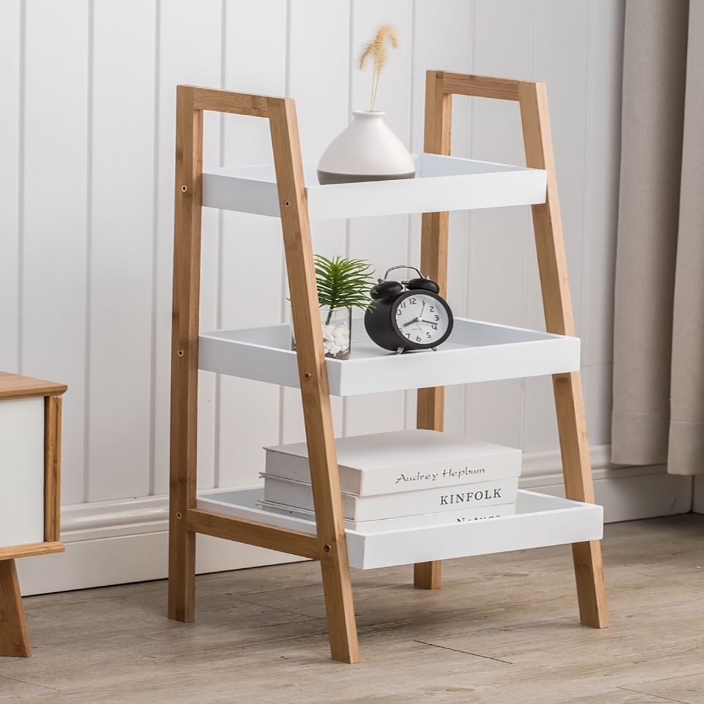 Nordic Freestanding Wooden 3-Tier Ladder Shelf Storage Organizer