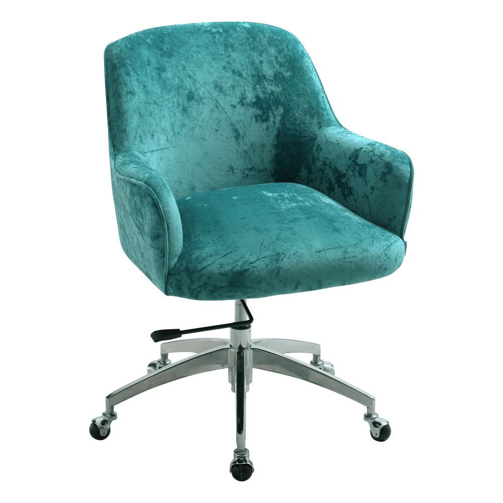 Velvet Mint Green Swivel Office Chair with Wheels