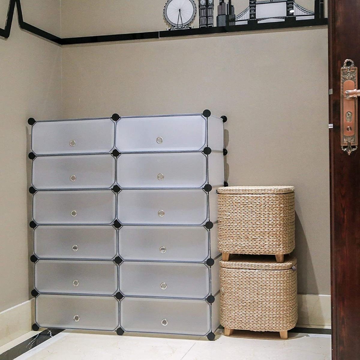 Simpli Shoes 12 Cube Shoe Storage - White