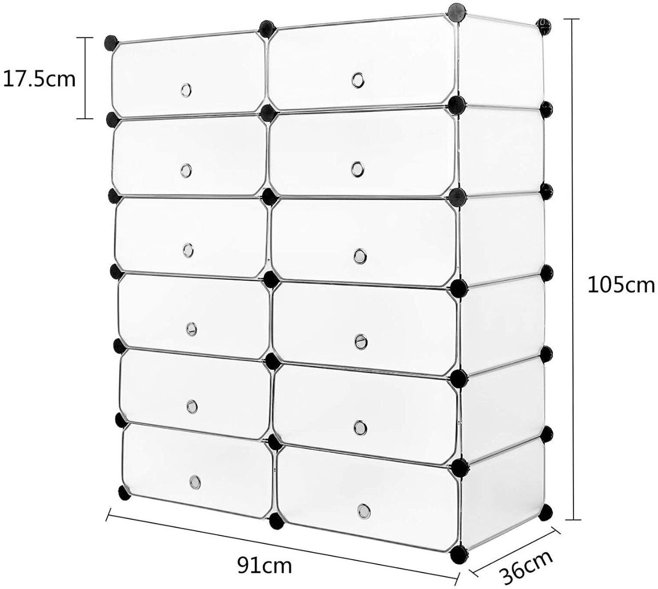 Simpli Shoes 12 Cube Shoe Storage - White