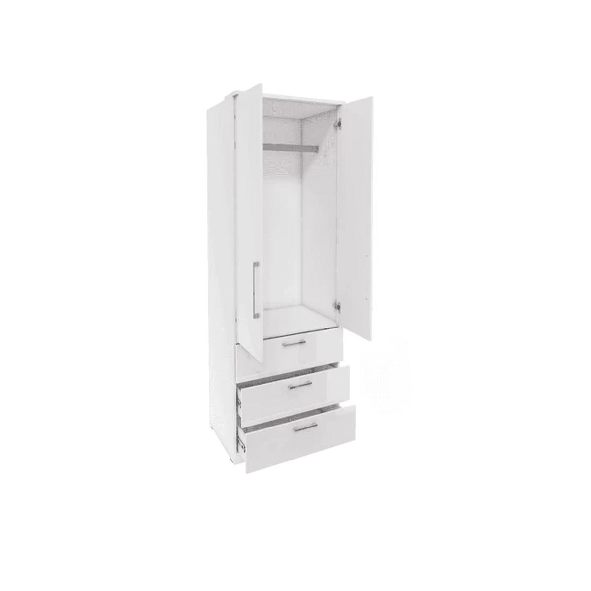 Wardrobe - OPULENT 2 Door Wardrobe White and Oak 80cm