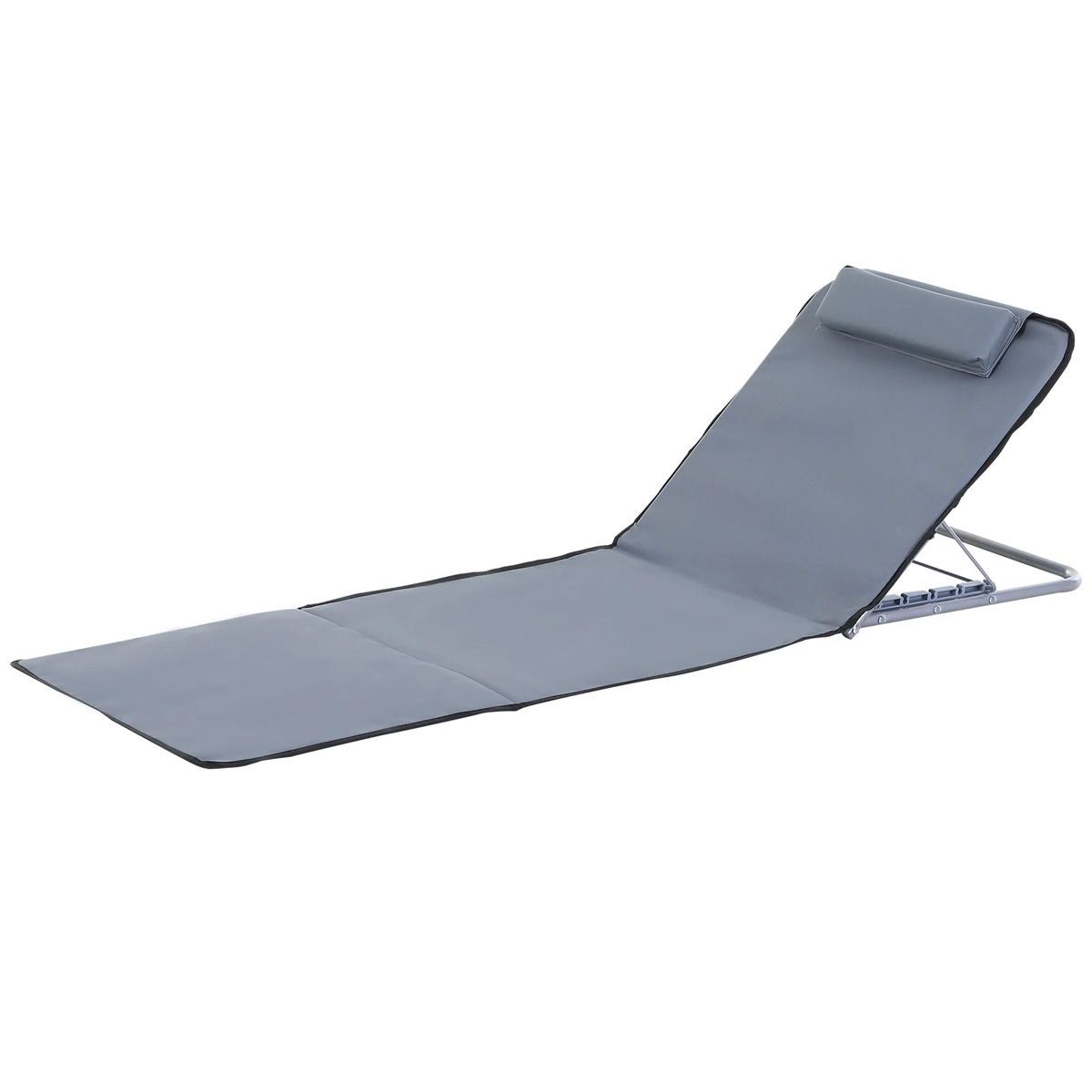 Steel Frame Set of Two Reclining Beach Mats - Grey