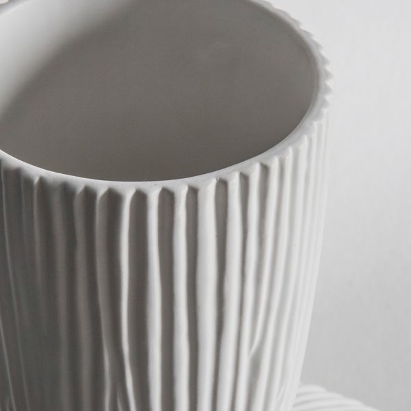 Climax Cream Ribbed Texture Vase