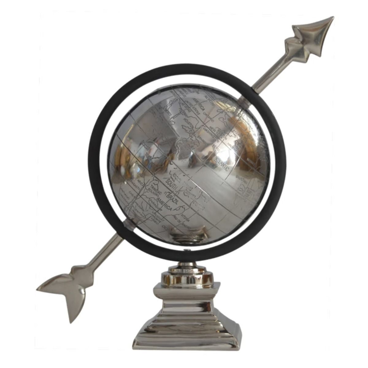 Luxurious Chrome Tone Grey Cupid Globe - Silver Coating